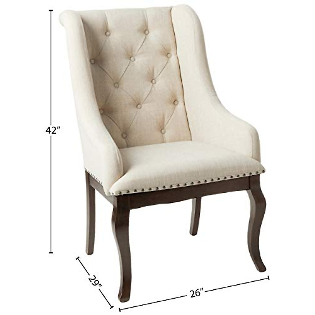 Coaster Home Furnishings Brockway Glen Cove Arm Chairs with Button Tufting and Nailhead Trim Antique Java and Cream (Set of 2)