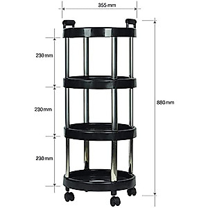 Medical Cart Household Utility Carts Trolley, Lab Cart Round Beauty Salon Cart with Universal Wheel, 4 Tier Hairdresser Utility Cart, Mobile Trolley with Hair Dryer Ho