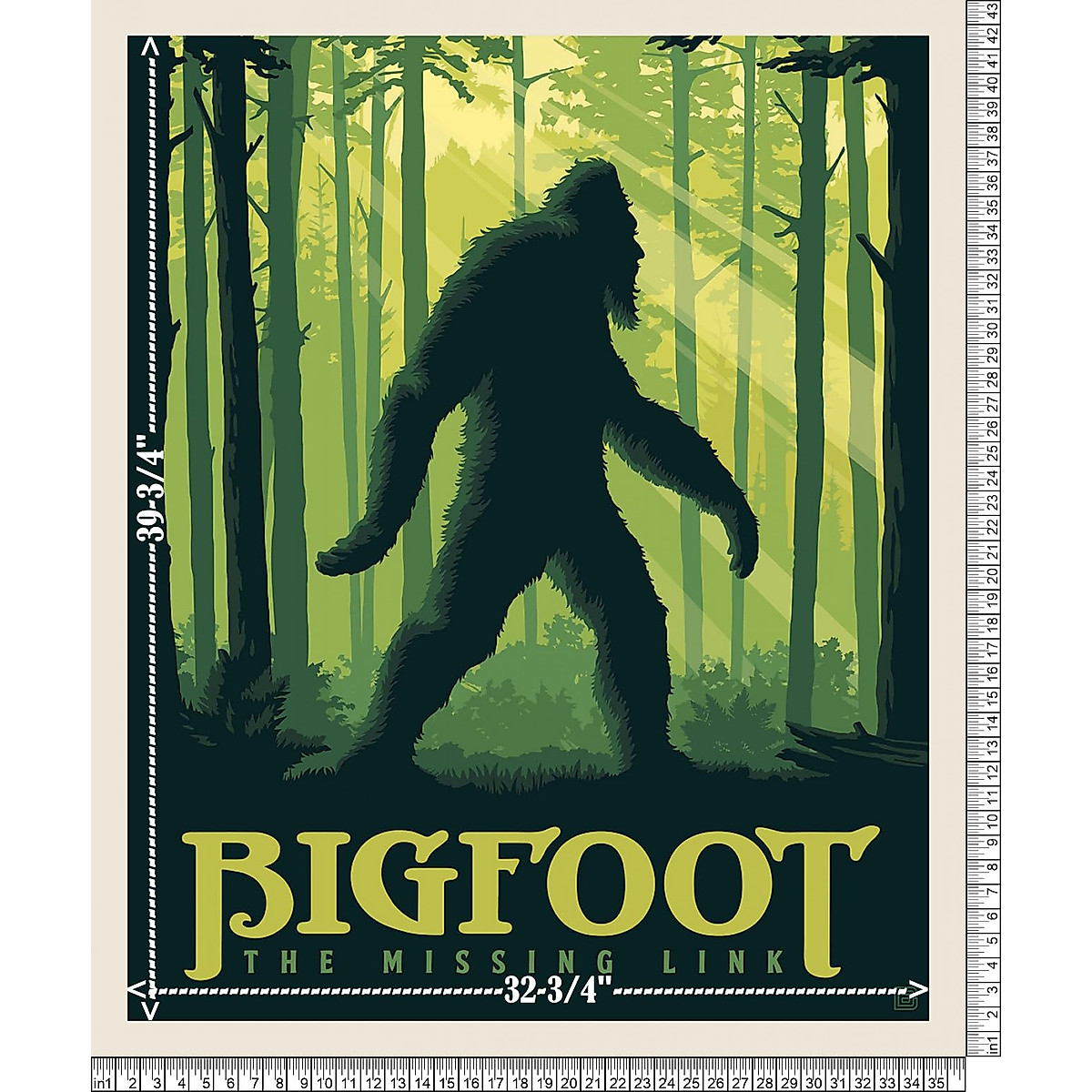 Riley Blake 36"" X 44"" Panel Bigfoot Legends of The National Parks The Missing Link Fantasy Cotton Fabric Panel (PD15063-PANEL), Green