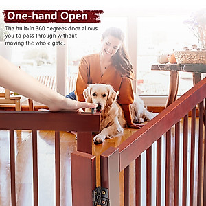 Kinpaw Free Standing Dog Gate, Configurable Wood Pet Safety Fence, Wide Barrier Gate with Walk for Doorways, Stairs or House-4 Panels