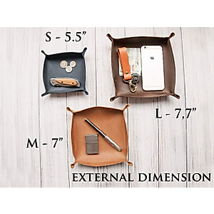 Customized Leather Valet Tray Monogrammed Valet Tray Catch All Leather Gift for Men Christmas Gift for Him Engraved Leather Tray Personalized Leather Desk Organizer Work from Home Gift