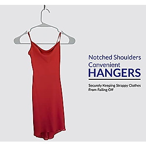 ROYALE 60 Pack Grey Plastic Hangers for Clothes - Heavy Duty Plastic Clothes Hanger Ideal for Everyday Standard Use - Lightweight & Space Saving Notched Plastic Hangers - Slim & Sleek Shoulder Groove