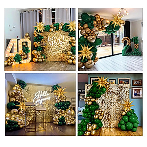 Green and Gold Balloon Arch Kit, Forest Dark Emerald Green Balloons Metallic Gold Balloons for Birthday Forest Theme Baby Shower Wedding Graduation Party Decorations