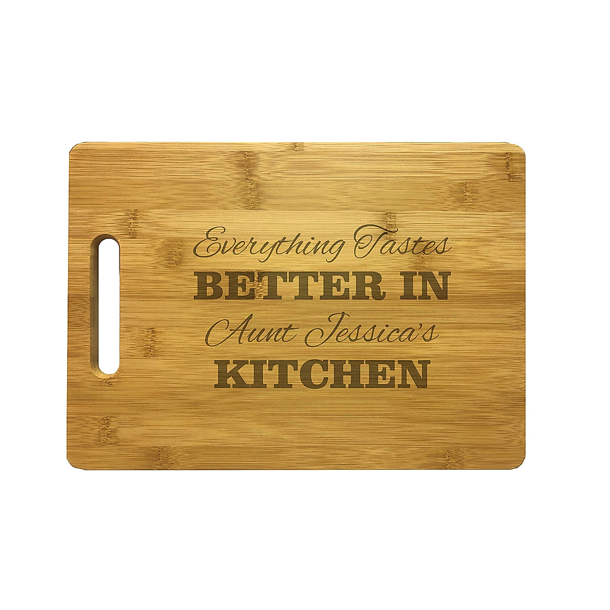 Personalized Cutting Board Everything Tastes Better Engraved Bamboo Kitchen Decor Large Size - Custom Cooking Gift for Mom Dad, Housewarmings, Anniversary, Wedding Gifts