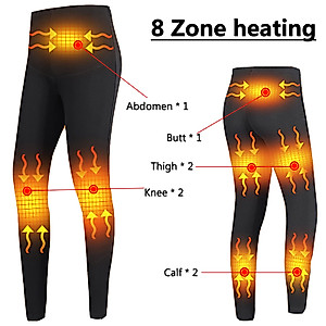Heated Pants for Men, 16 Zones Fast Heating Thermal Underwear Pants, Adjustable Temperature, USB Electric,Black,L