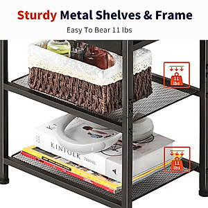 LAKEMID Nightstands Set of 2 with Drawer, Bedside Table End Table with 2 Layers Metal Shelf for Bedroom Sofa Couch (Black)