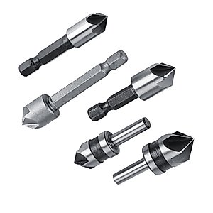Countersink Drill 5 Pcs 5 Flutes High Speed Steel Chamfering Cutter Automatic Center Punch Bit for Wood