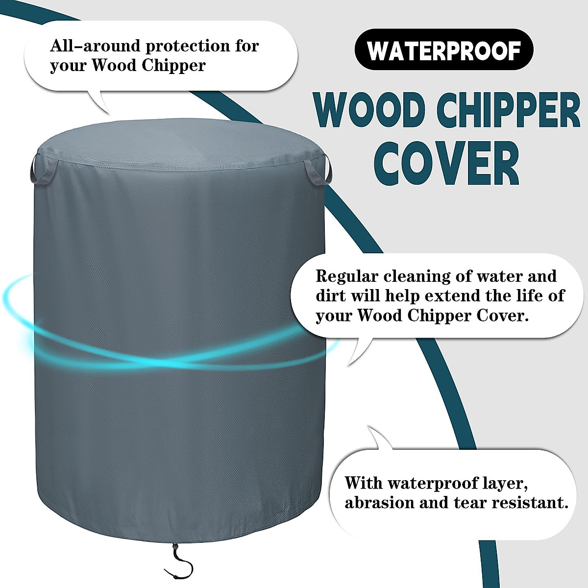 TORUTA Woodchipper Shredder Mulcher Cover, Electric Leaf Mulcher Cover,36" x 42"-Only Cover, Grey