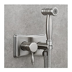 BINCAVIDOU Handheld Toilet Bidet Tap Wall Hot Water Faucet Spray Kit 2 Functions Portable Single Handle Concealed Fabric Diaper Shower Accessories,Black