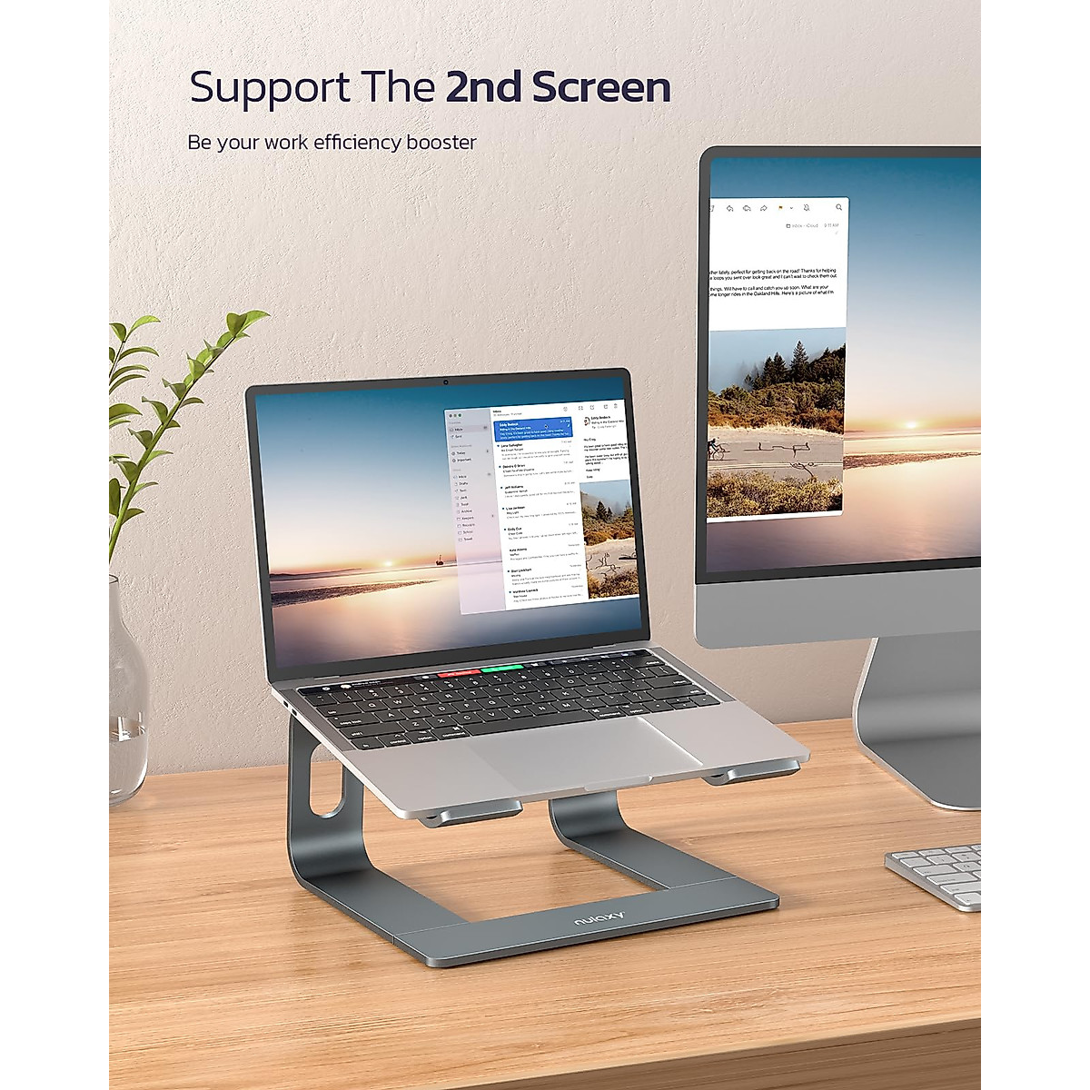 Nulaxy Laptop Stand, Ergonomic Aluminum Laptop Computer Stand, Detachable Laptop Riser Notebook Holder Stand Compatible with MacBook Air Pro, Dell XPS, HP, Lenovo More 10-15.6” Laptops