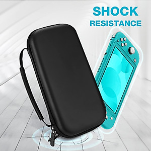 ProCase Carrying Case for Switch Lite with Screen Protector, Portable Travel Carry Case Hard Shell 2 in 1 Accessories Kit for Switch Lite 2019 with 10 Game Cartridges -Black