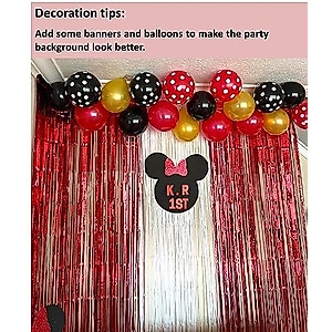 3PC Red Foil Fringe Curtains - Party Streamers & Tinsel Backdrop for Christmas Decorations