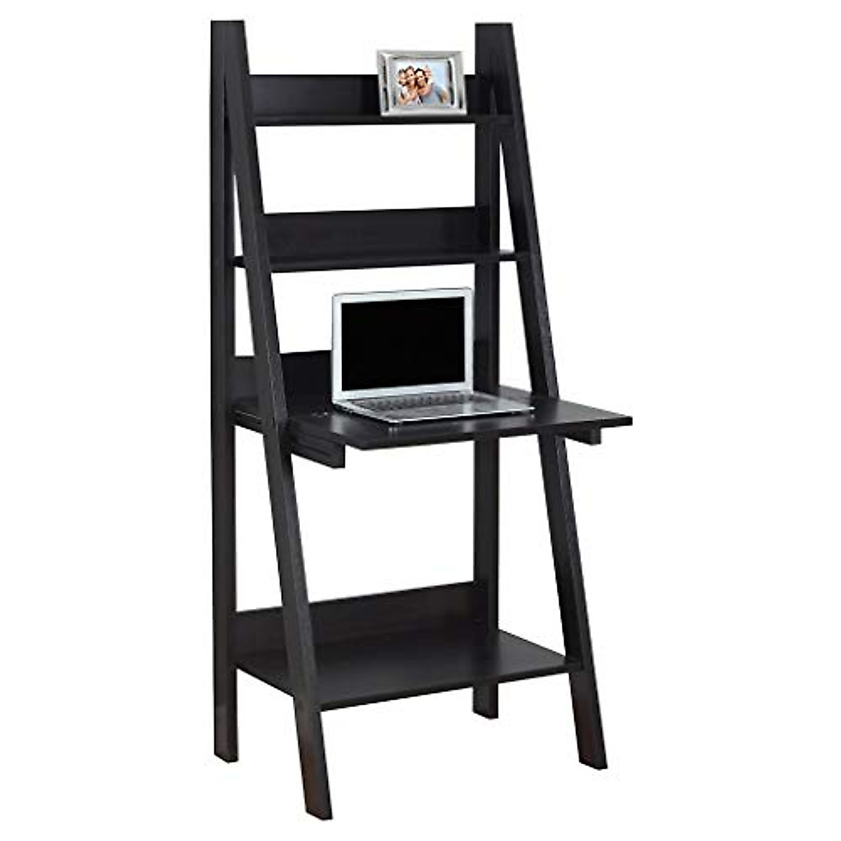 Monarch Specialties Tryy Ladder Desk - Bookcase - Wall Bookshelf - Stand Shelf, 61"H, Cappuccino