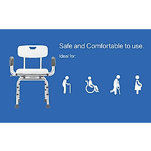 IdeaEuropa Premium Bathroom Swivel Shower Chair Pivoting Bath Bench with Back - Heavy Duty 360 Degree Swivel Seat