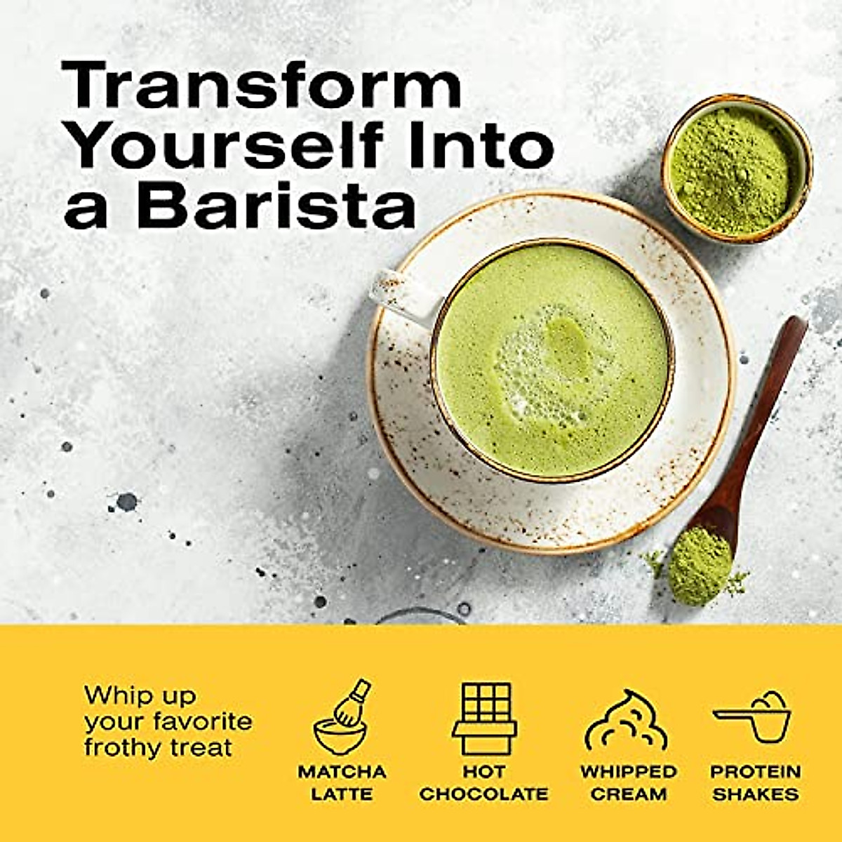 Bean Envy Milk Frother for Coffee - Handheld, Mini Electric Drink Mixer, Foamer & Frother with Stand for Coffee, Lattes, Hot Chocolates and Shakes - Pink