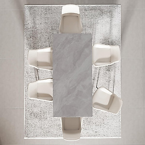 AmoUnico 63 inch Marble Sintered Stone Dining Table, Rectangular Modern Dinner Table for 6-Seat with Metal Legs, Restaurant Table for Living Room (Gloss Grey, Slanted Legs)