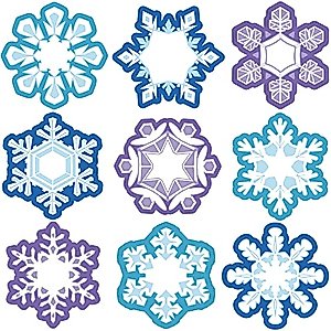 Containlol 45 Pcs Winter Cutouts, Christmas Accents Paper Cutouts Name Tags Seasonal Bulletin Board Tree Displays Classroom Decor for Teacher Homeschool Holiday (Snowflake Style, Blue, Purple)
