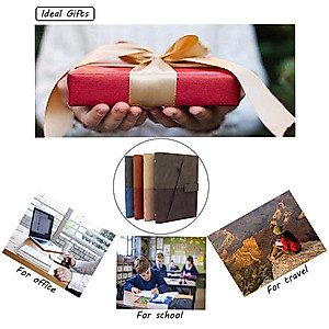 HXRTANGS A5 Loose-Leaf Notebook, Refillable 6-Ring Binder Journal Organizer with 80 Sheets Lined Paper + Planner Stickers + Subject Dividers + Index Tabs + Zip Bag + Stencil + Bookmark Ruler, Brown