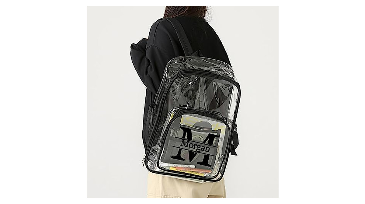 Personalized Clear Backpack with Name - Custom PVC Transparent Bag