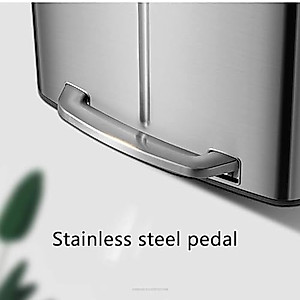AAMNA 13 Gallon/48L Step Trash Can w/Lid Stainless Steel Garbage Can with Dual Compartment Large Capacity Foot Pedal Kitchen Recycle Waste Bin