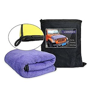 UCINNOVATE 1 Pack Car Drying Towel Extra Large, 63 x 23 Inch, Car SUV Truck Boat Drying with Mesh Pouch, 5X Water-Absorption, Lint and Scratch-Free, for Car Detailing Cleaning
