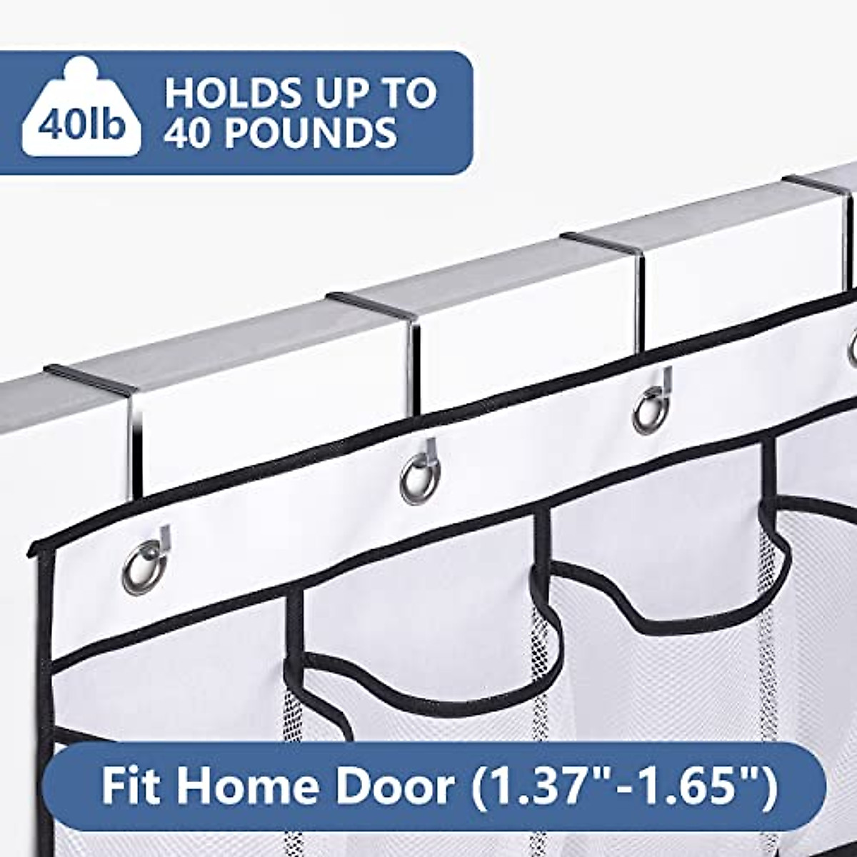 MISSLO 24 + 28 Large Pockets Over The Door Shoe Organizer Mesh Pockets and Over The Door Shoe Rack Hanging Shoe Organizer for Closet Door