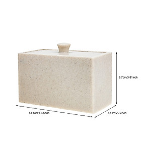 Zerodeko Holder Cotton Round Holder Resin Cotton Swab Storage Box with Lids 2 Compartments Cotton Pad Container Makeup Cotton Swab Canister Vanity Organizer (Beige) Tampon Flask