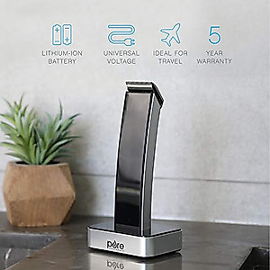 Pure Enrichment TRYM Lithium Rechargeable Beard Trimmer - 11-Piece Grooming Kit with Cordless Use, Charging Dock, 4 Trim Attachments, Cleaning Brush, Clipper Oil, and Drawstring Travel Bag (Black)