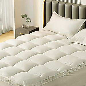 CYMULA Queen Mattress Topper Cover Cooling Mattress Pad Pillow Top Mattress Cover Quilted Fitted Mattress Protector with 8-21 Inch Deep Pocket