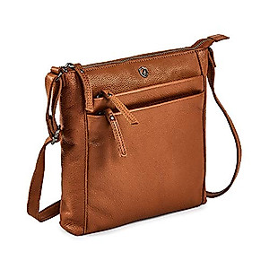 Cochoa Small Soft Pebbled Real Leather Women Crossbody Handbags & Purses - Triple Zip Premium Sling Crossover Shoulder Bag (Cognac Nappa)