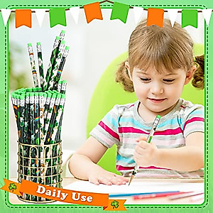 Zubebe 600 Pieces St Patrick's Day Pencils with Eraser Wood Shamrock Pencils Lucky Shamrock School Pencils Green Pencils for St Patrick's Day Party Kids Awards Holiday School Supplies