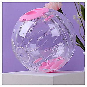 WishLotus Hamster Ball, Running Hamster Wheel 14cm Small Pet Plastic Cute Exercise Ball Golden Silk Shih Tzu Bear Jogging Wheel Toy Relieves Boredom and Increases Activity (Pink)
