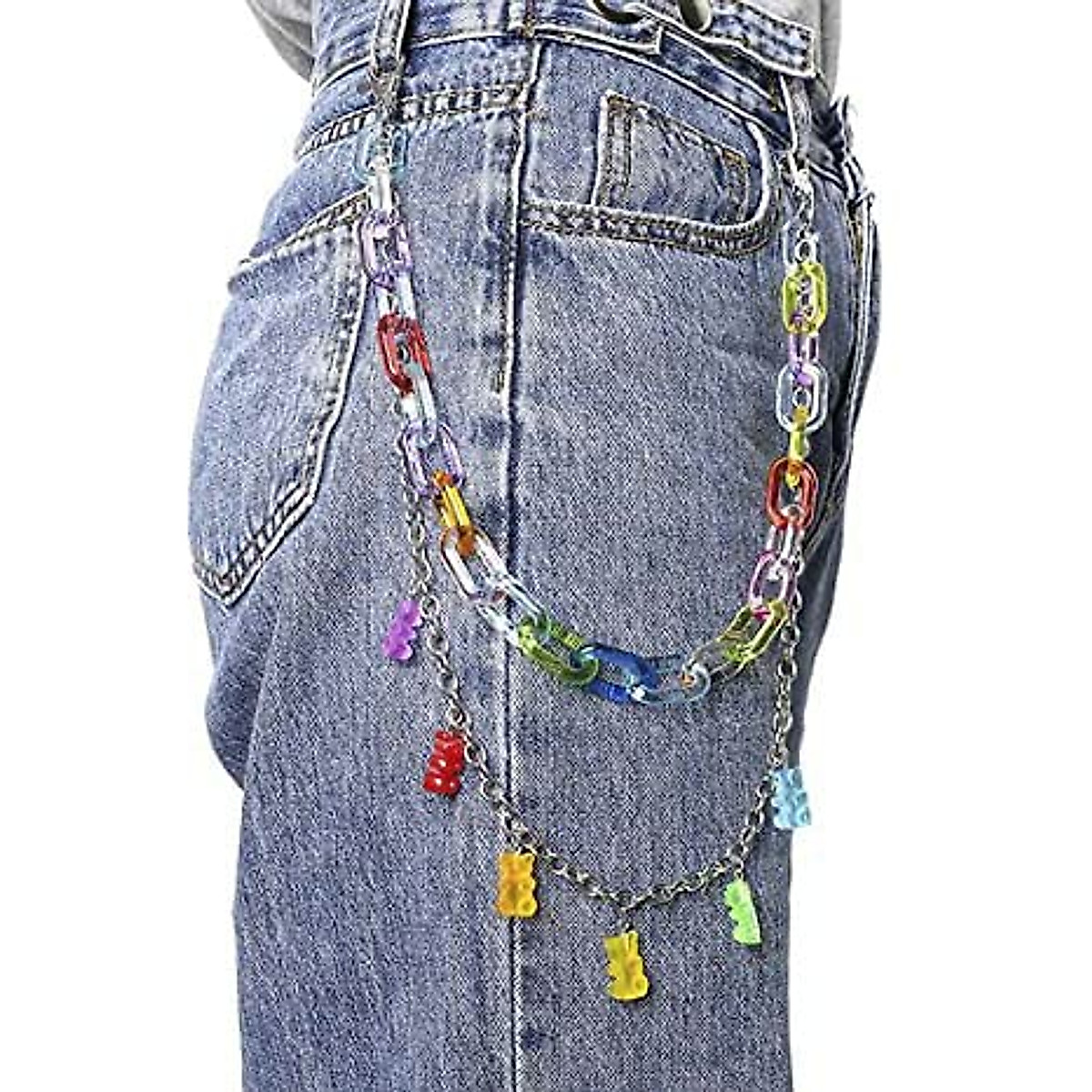 Zehope Pants Chain Colorful Jean Chains Layered Bear Wallet Pocket Chains Acrylic Waist Jewelry for Women