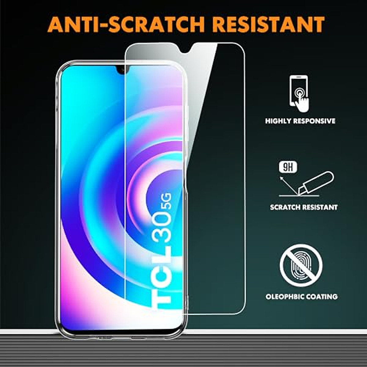 Dioxide Compatible for TCL 30 5G/TCL 30+ 5G Case with Screen Protector, Full Body Protection Case Transparent Silicone Bumpers Shockproof Case for TCL 30 5G/TCL 30+ 5G