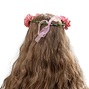 FirstCos Adjustable Rose Flower Crown for Women Girls Headbands Romantic Hair Wreath Halo Floral Garland Headpiece Wedding Birthday Party Maternity Photoshoot Props (Rose)