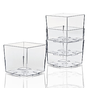 Qixivcom 60 Pack 2oz Mini Square Cup Clear Plastic Dessert Cupcake Dessert Maker Cup Dessert Cup Party Cups Perfect for DIY Dessert Appetizers, Puddings, Mousse Cakes, Ice Cream Party Cups