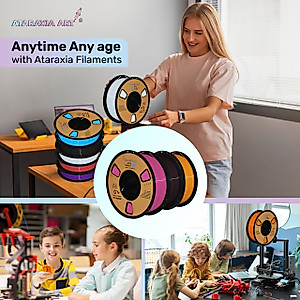 ATARAXIA ART PETG Filament 1.75mm, Black 3D Printer Filaments, 1Kg/2.2lb Tidy Winded Spools, Dimensional Accuracy +/-0.02mm, with Filament Storage Vacuum Bags, Fit FDM 3D Printers, PETG Black 1.75mm