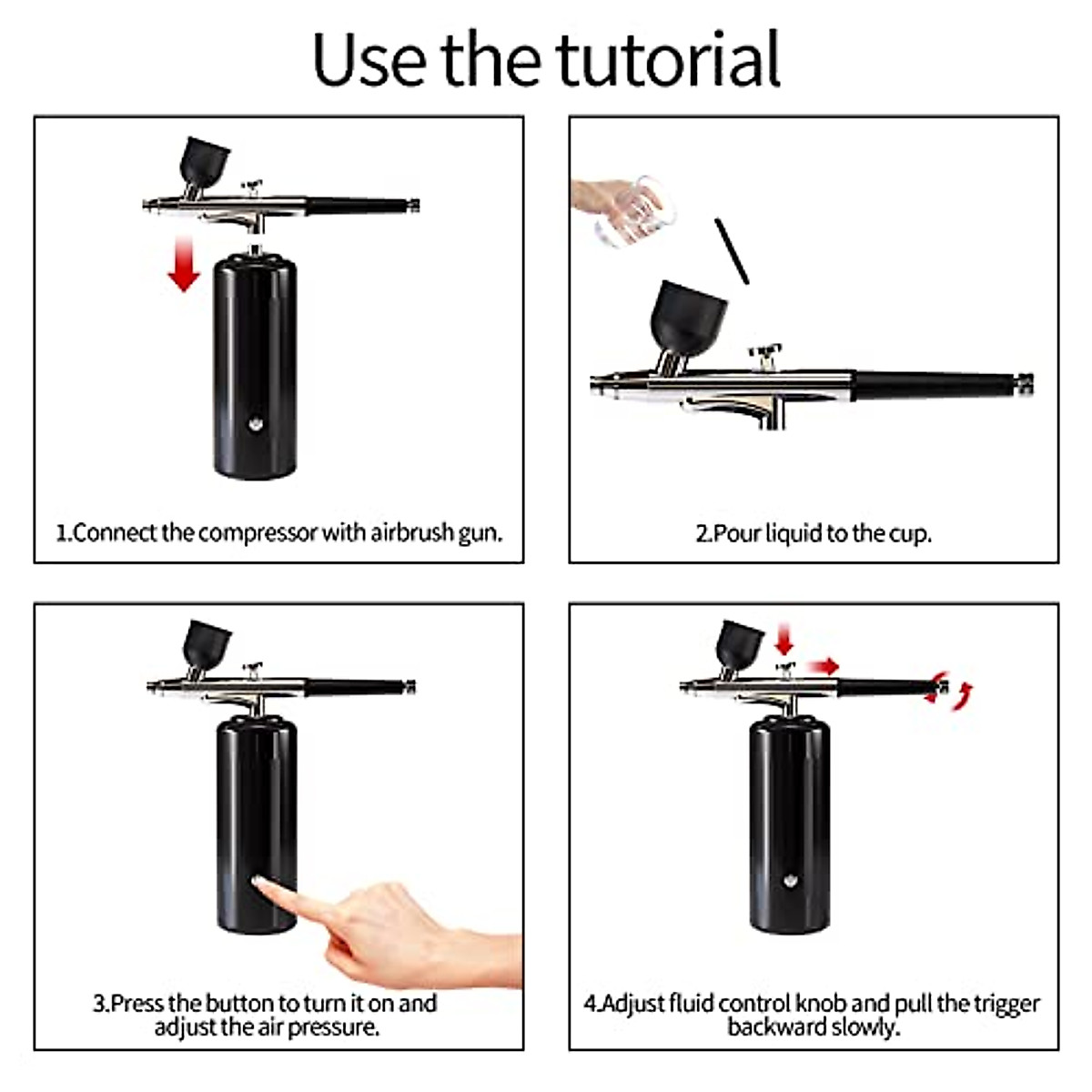 Airbrush Kit with Compressor kit 32PSI Cordless Airbrush Rechargeable Portable Dual Action Barber Airbrush Compressor, Air Brush for Painting, Model, Nail, Makeup, Barber. (Black)……