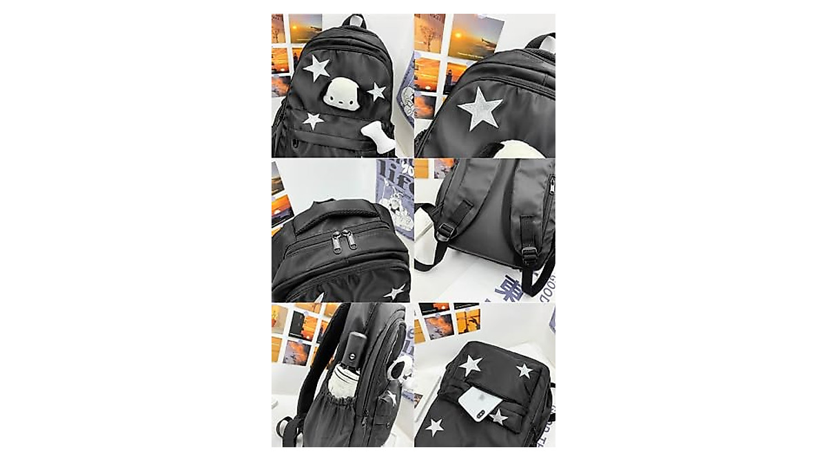 JHTPSLR Y2K Aesthetic Backpack - Sparkling Silver Stars