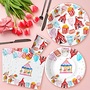 HIPVVILD Circus Theme Party Decorations Tableware, Carnival Party Supplies, Plate, Cup, Napkin, Tablecloth, Cutlery, Straw, Circus Carnival Theme Party Decorations For Birthday Baby Shower | Serve 24