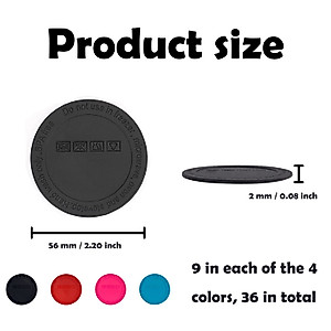 TOUNALKER 36Pcs Rubber Bottoms for Sublimation Tumblers, Protective Anti-Slip Silicone Bottom with Strong Adhesive, Colorful Rubber Bottom for Wine Tumblers Skinny Tumblers Mason Jar, 2.2 Inches