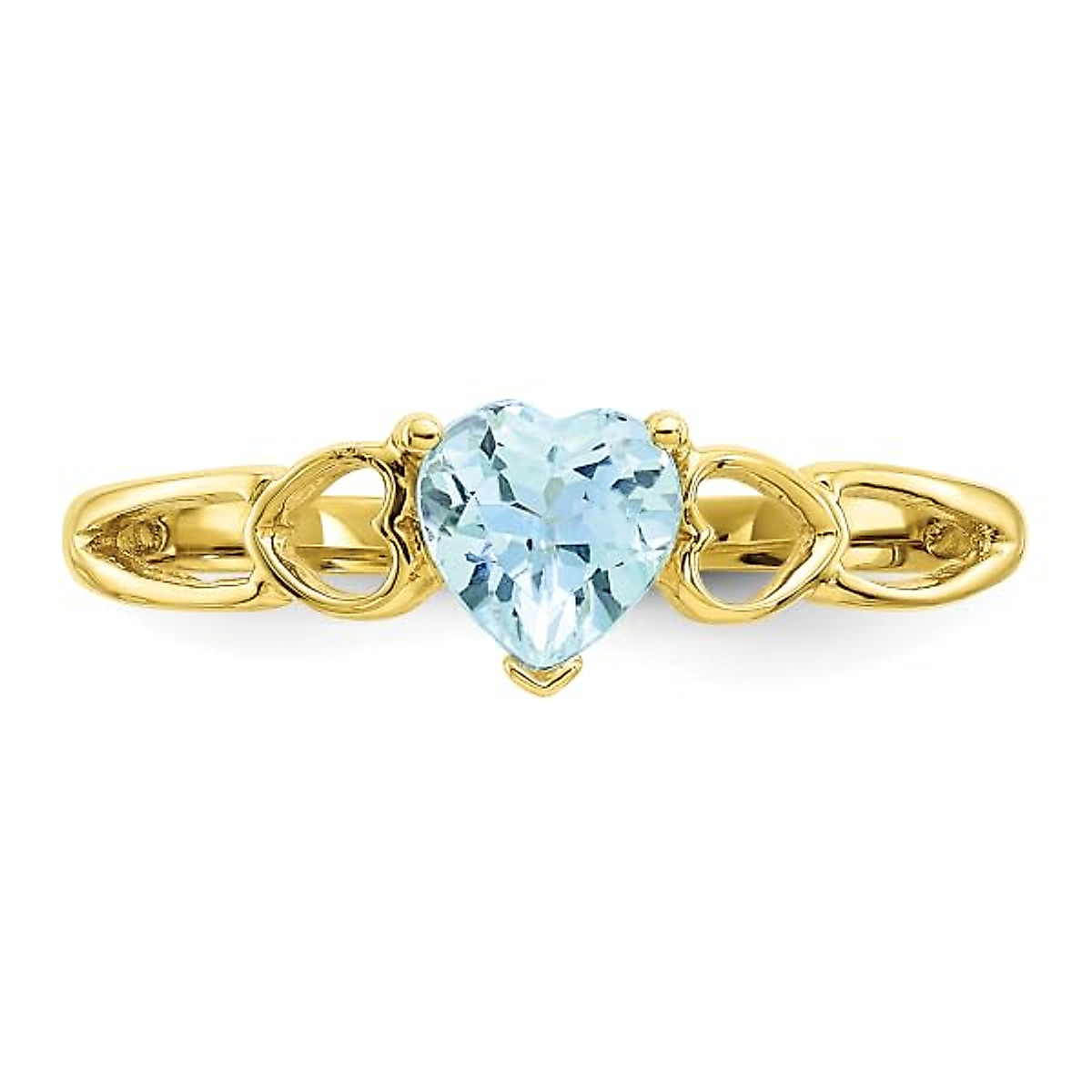 IceCarats 10K Yellow Gold Blue Aquamarine Heart Love Ring Gemstone Band March Birthstone Jewelry Size 7