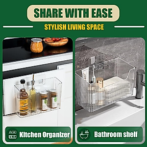 2 Pack Wall Mounted Organizer Bin, Cabinet Door Organizer, Multi-Functional Storage Organizer Bins for Cabinet, Bathroom, Kitchen, Durable Command Caddy, BPA-Free Hanging Organizer Bins