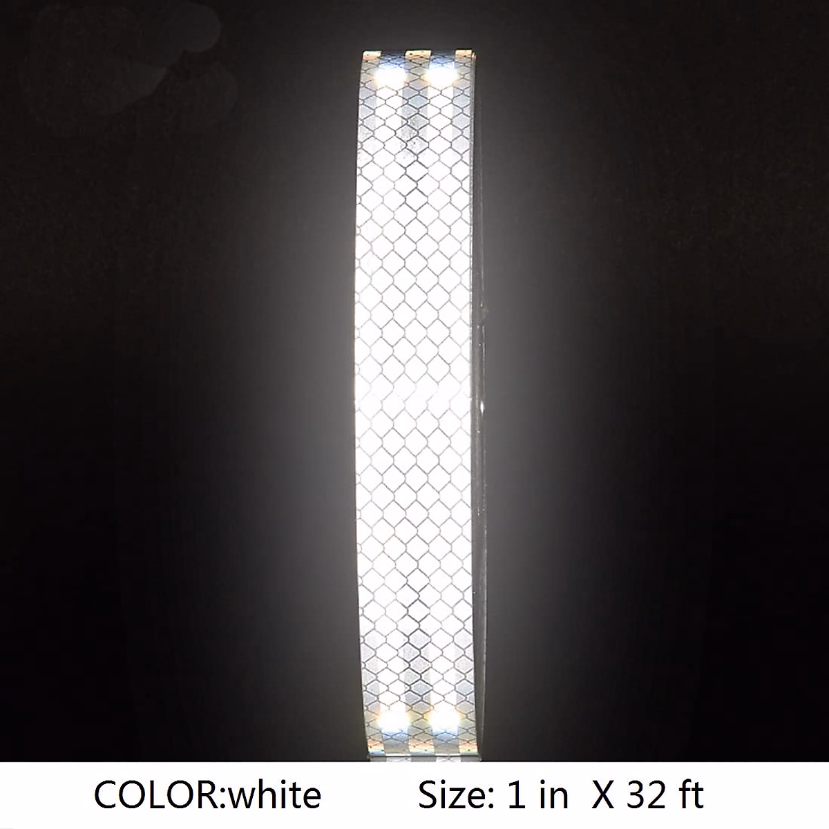 StarJungle Flexible Reflective Tape White 1 Inch X 32 Feet High Intensity Grade Safety Tape Waterproof Conspicuity Trailer Reflector (1 in x 32 FT)