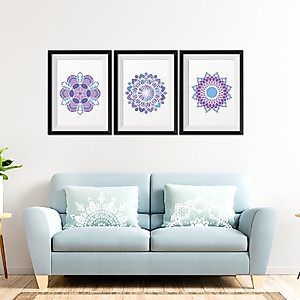 9 Pack Large Mandala Stencils for Painting Reusable Floral Mandala Drawing Stencils Mandala Painting Templates on Wood Floor Wall Tile Furniture Fabric Canvas Wood DIY Craft Art Supplies Home Decor
