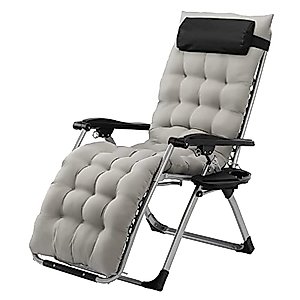 VINGLI Comfortable Zero Gravity Chair, Outdoor Lounge Chair with Removable Cushion & Tray Patio Recliner Folding Reclining Chair