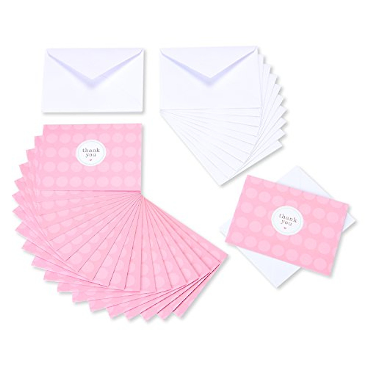 American Greetings Thank You Cards with Envelopes, Pink Dots (20-Count)
