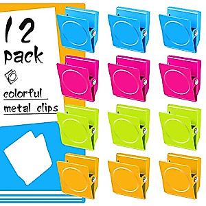 12 Pack Magnetic Clips Heavy Duty, Refrigerator Magnets Clip, Fridge Magnet Clips, Strong Fridge Magnets, Clips Magnets for Fridge, Whiteboard
