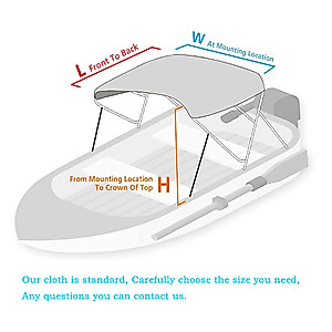 LIKE RAIN Bimini Top Fabric Replacement Canvas Canopy,3 Bow Bimini Top Cover for Boat with Storage Boot,600 D Anti-UV Waterproof Bimini Top Canopy Without Frame,Blue,6'x46x55-60inch