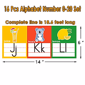 Alphabet Line Bulletin Board Set ABC Number 0-20 Wall Decorations for Pre-School Kindergarten Elementary Classroom Nursery Homeschool